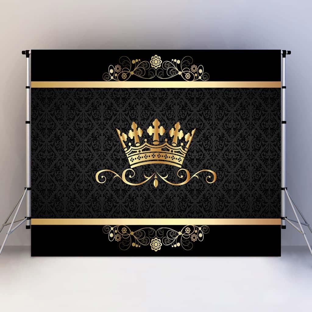 Amazon.com : LUCKBTY 7x5FT Crown Pattern Photography Backdrop Black ...