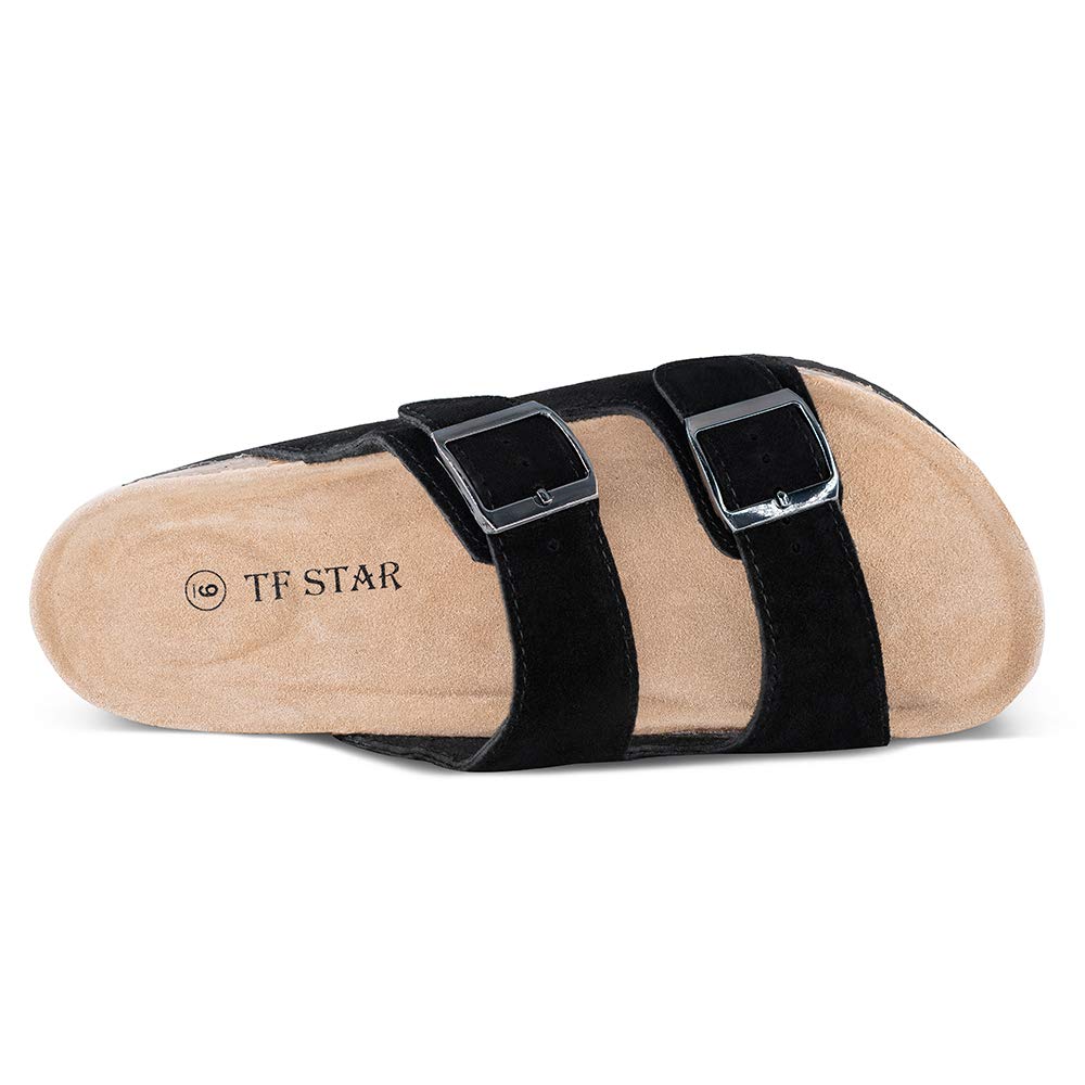 Snapklik.com : TF STAR Mens Cow Suede Leather Slide Sandals