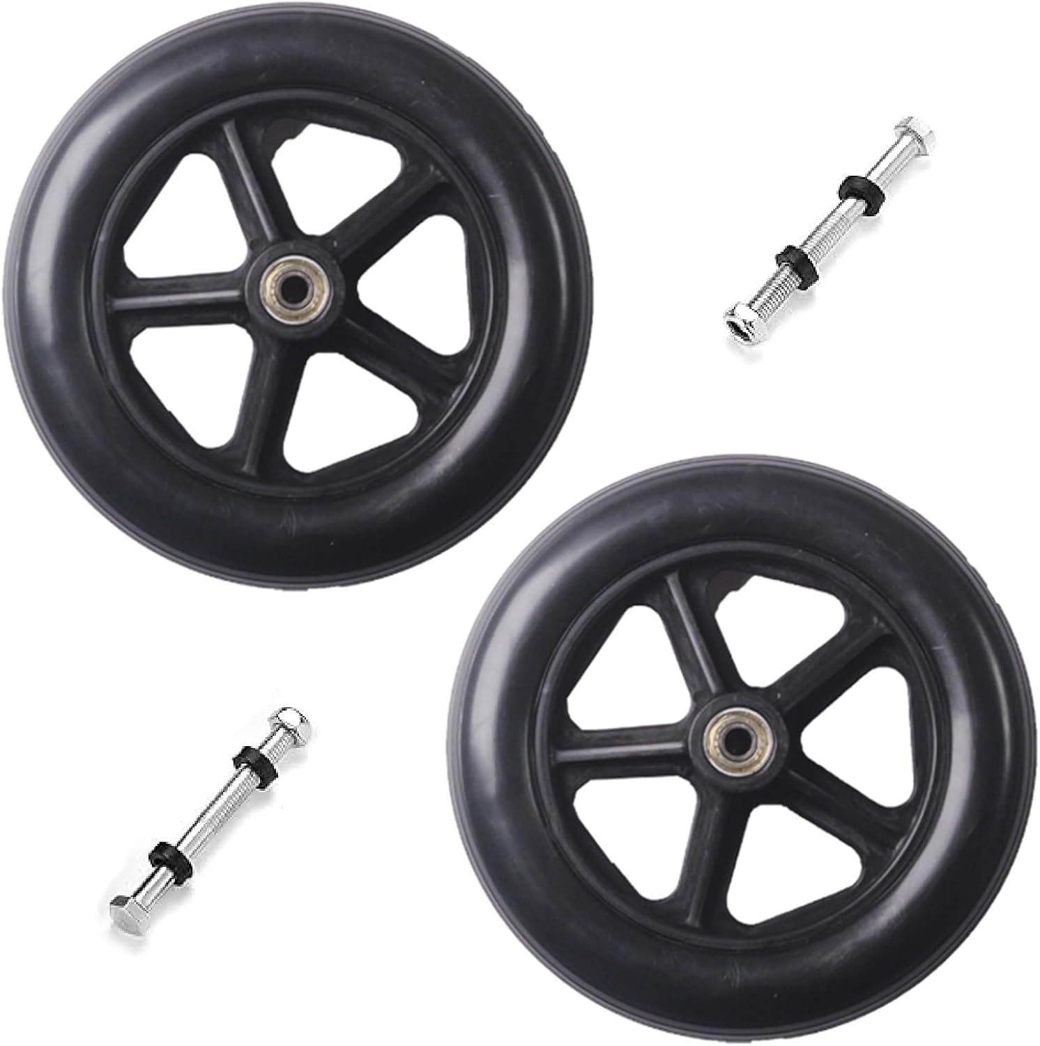 Amazon.com: 6/7/8 Inch Wheelchair Front Wheels Assembly, Solid Rubber ...