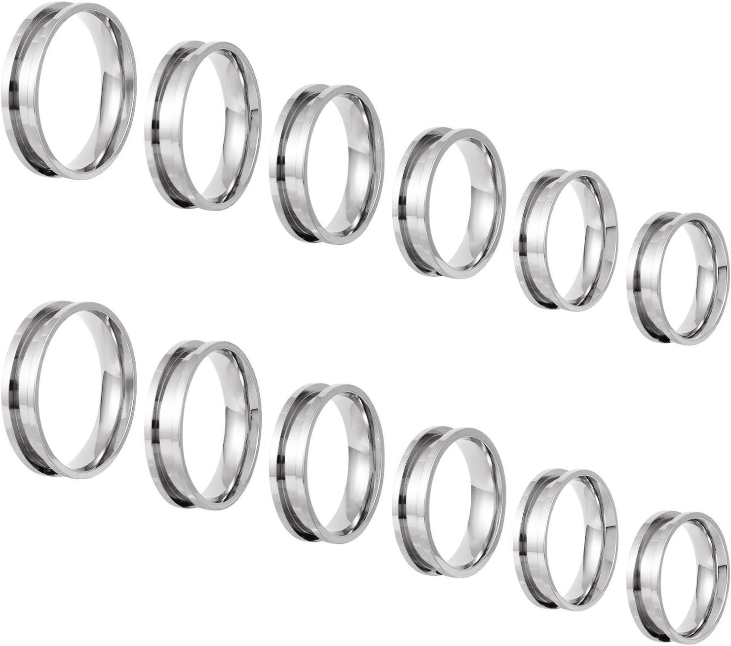 Amazon.com: UNICRAFTALE 8Pcs 4 Sizes 304 Stainless Steel Ring Blank ...