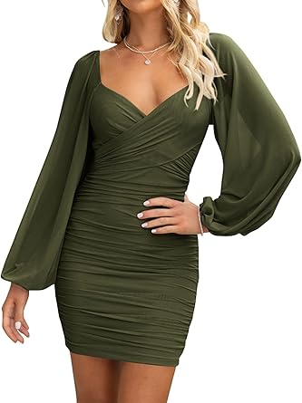 Amazon.com: BTFBM Women's Elegant Ruched Bodycon Dresses Spring Summer ...