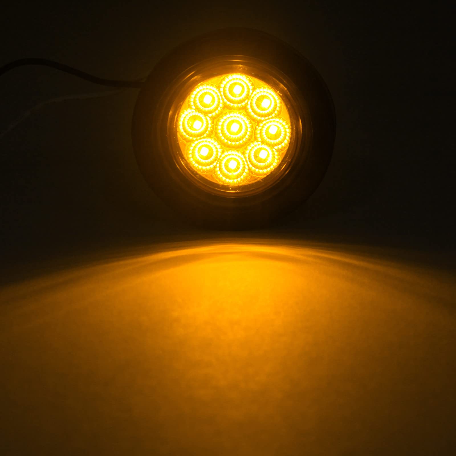 Snapklik.com : 10Pcs 2 Inch Round LED Marker Lights Amber 9 LEDs w ...