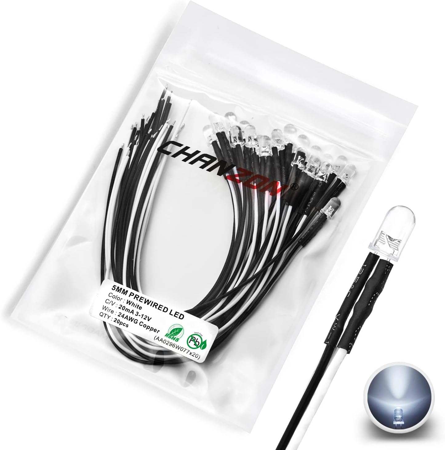 Ltvystore 30Pcs 3MM 12V White LED Pre Wired Prewired 7.87 Inch Lamp ...