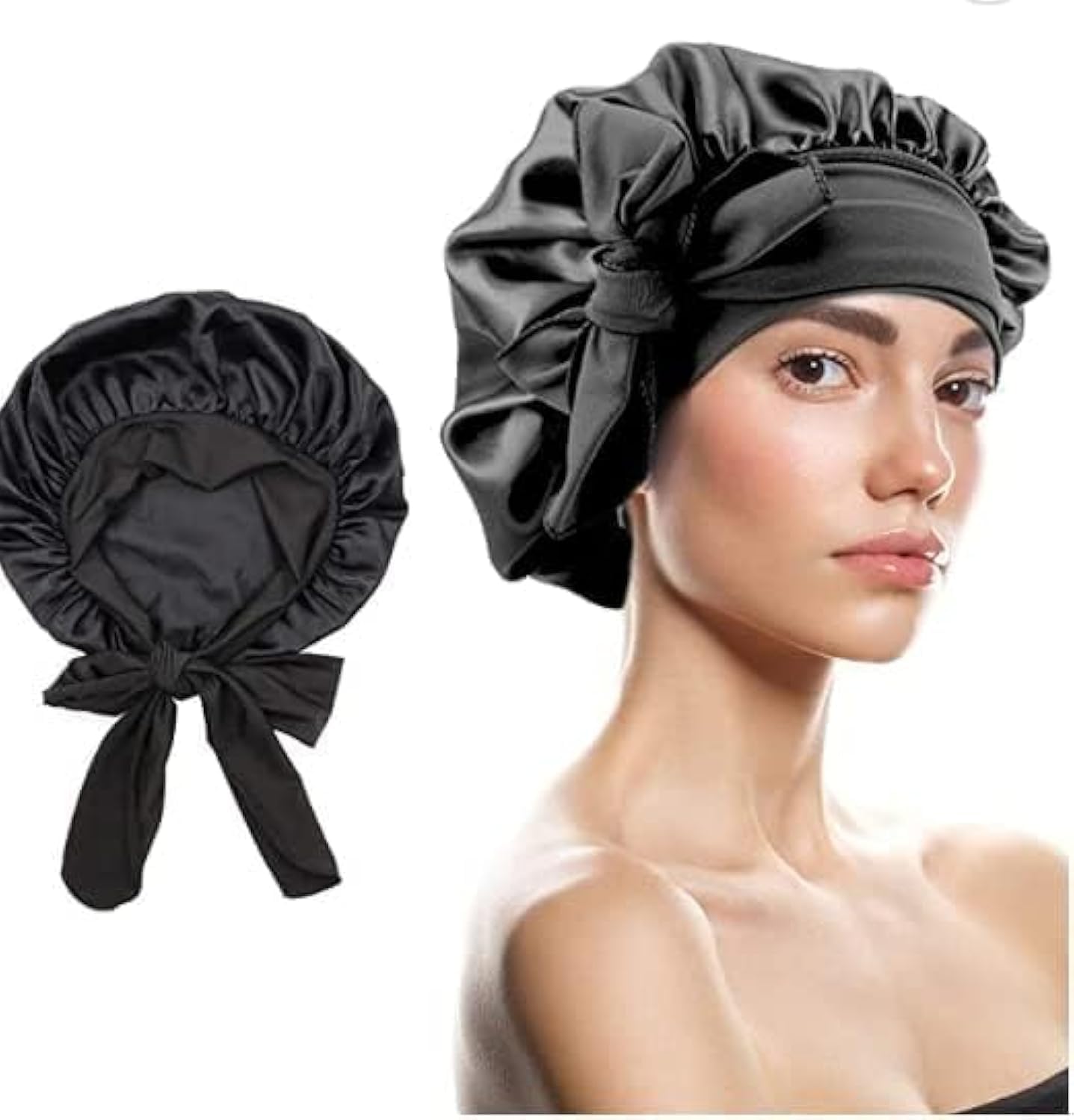 Silk Bonnet Satin Bonnet for Women Sleeping Stay on Adjustable Wide ...
