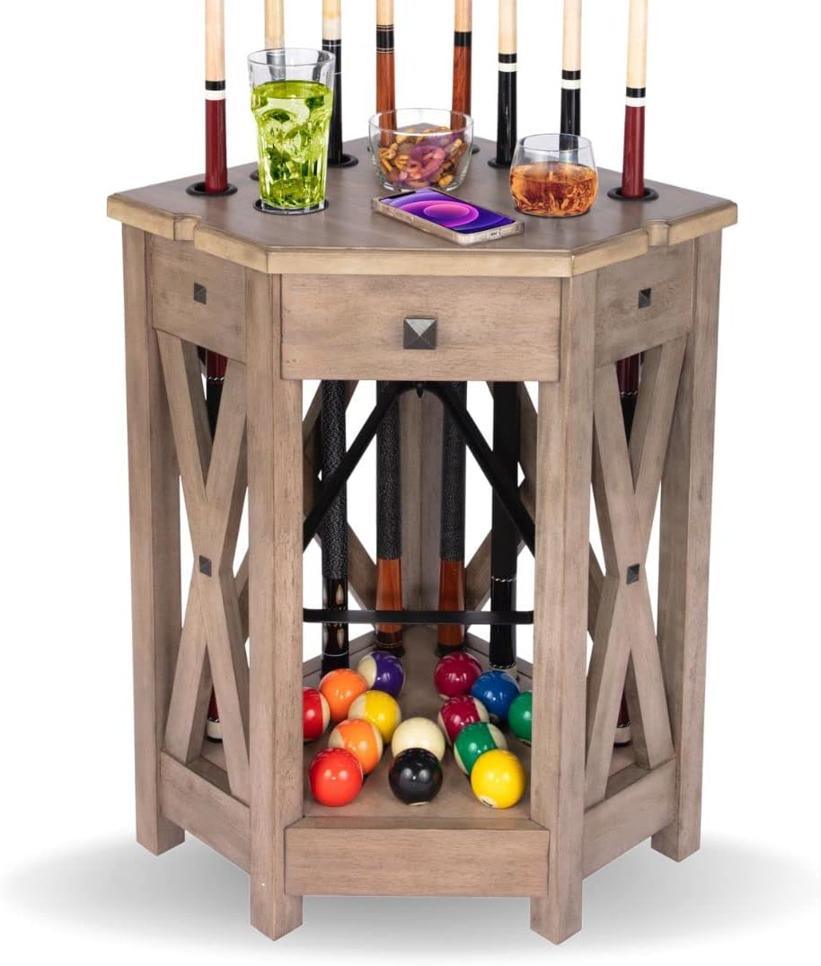 Amazon.com: Freetime Fun Rockford Corner Pool Cue Rack; Billiard Room ...