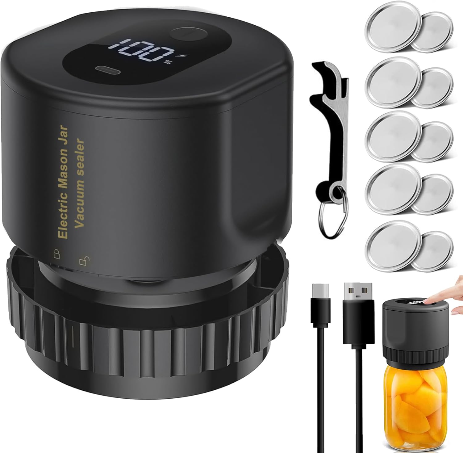 Mason Jar Vacuum Sealer,Electric Mason Jar Sealer Vacuum Sealing Kit ...