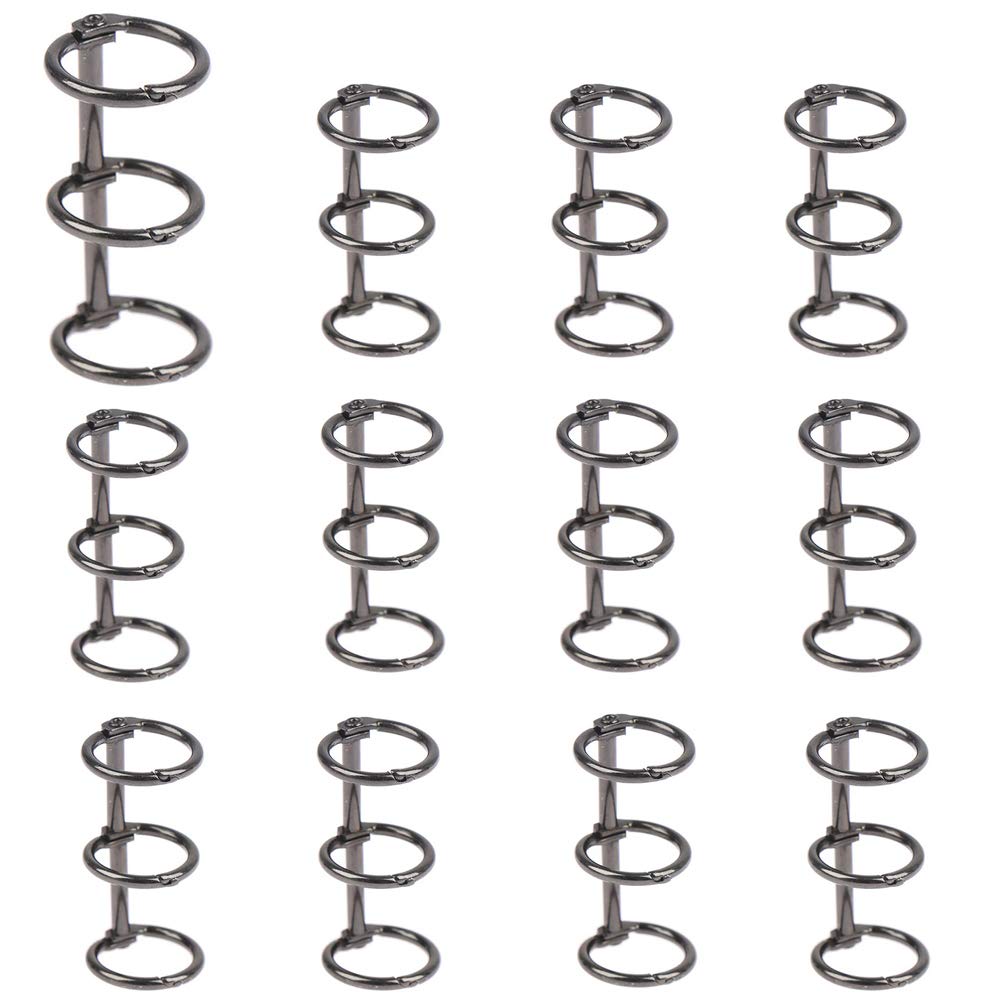 Amazon.com : Luckycivia 12 Pcs Black Book Rings, 3 Holes Metal Loose ...