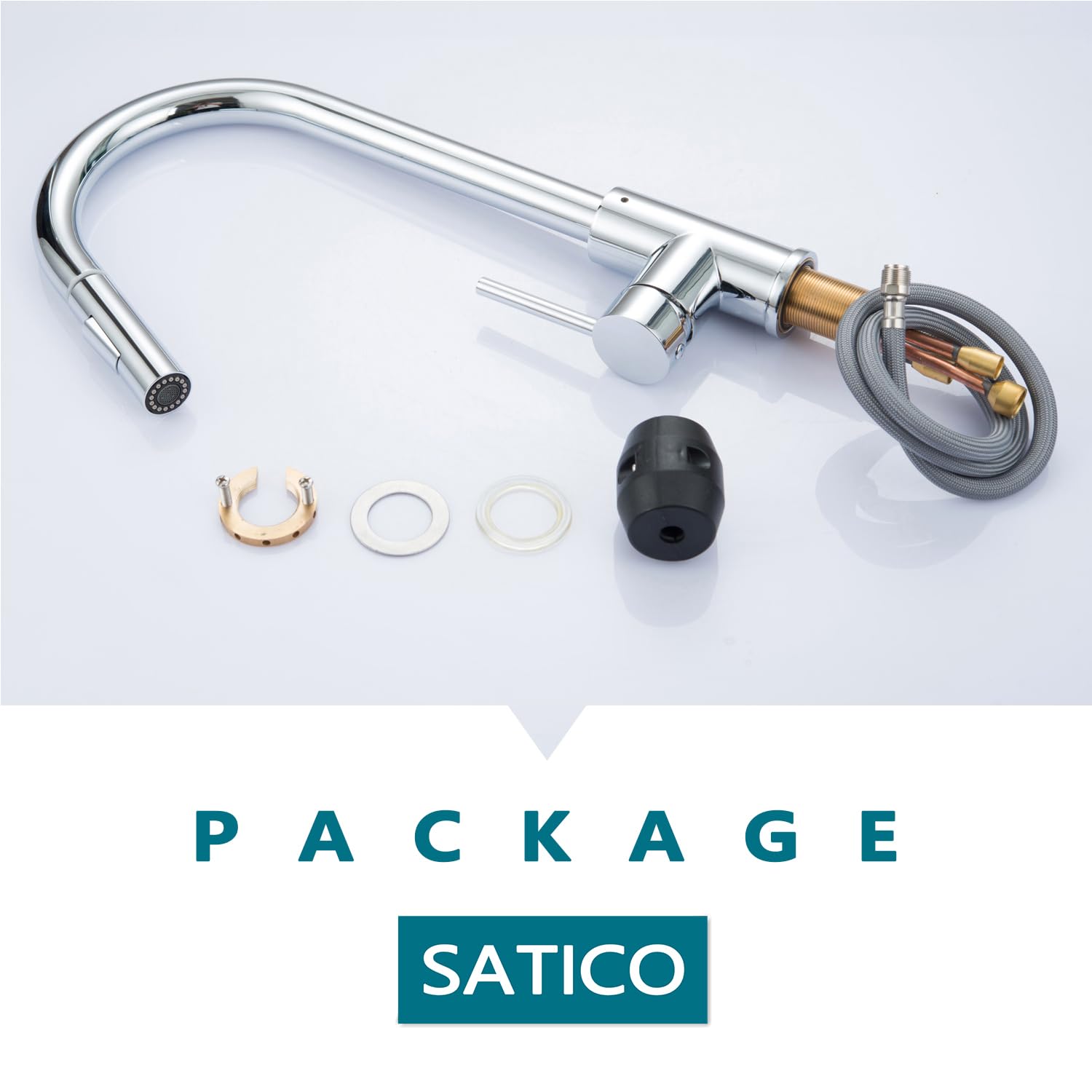 SATICO Single One Hole Single Handle Kitchen Faucet Chrome Polished ...