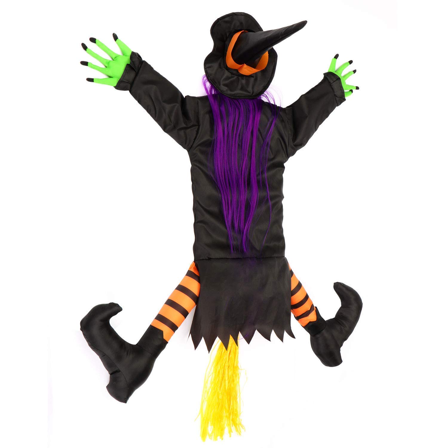 AYOGU Classic Crashing Witch, Hanging Halloween Decor Crashed Witch ...