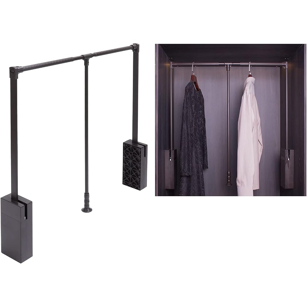 $16/mo - Finance Pull Down Wardrobe Rail - Black, Retractable Closet ...