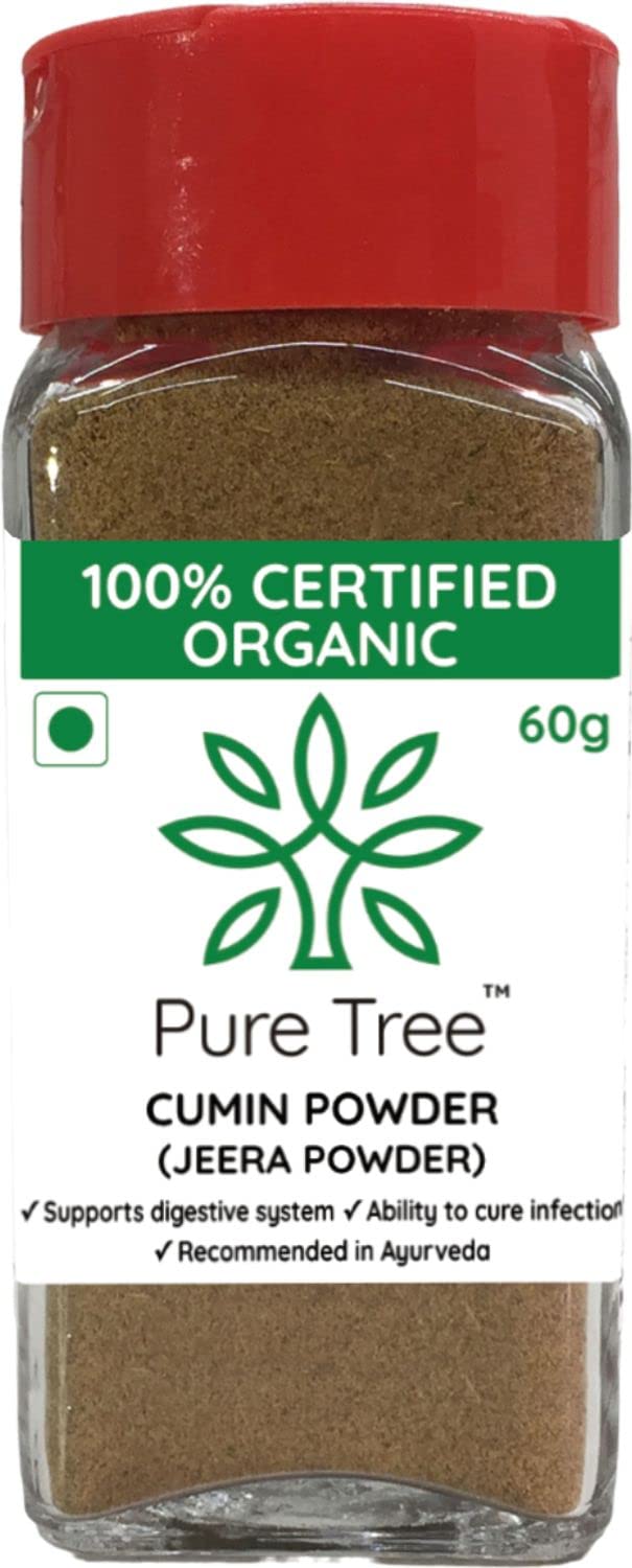 Pure Tree Certified Organic Jeera Powder | 60 gram | Glass Jar ...