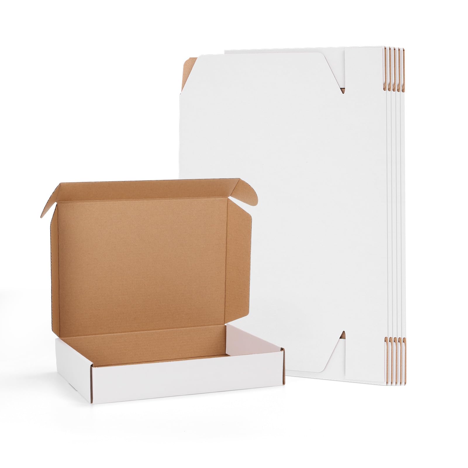 Amazon.com: EXYGLO 6 Pack 11x8x2 Shipping Boxes, White Corrugated ...