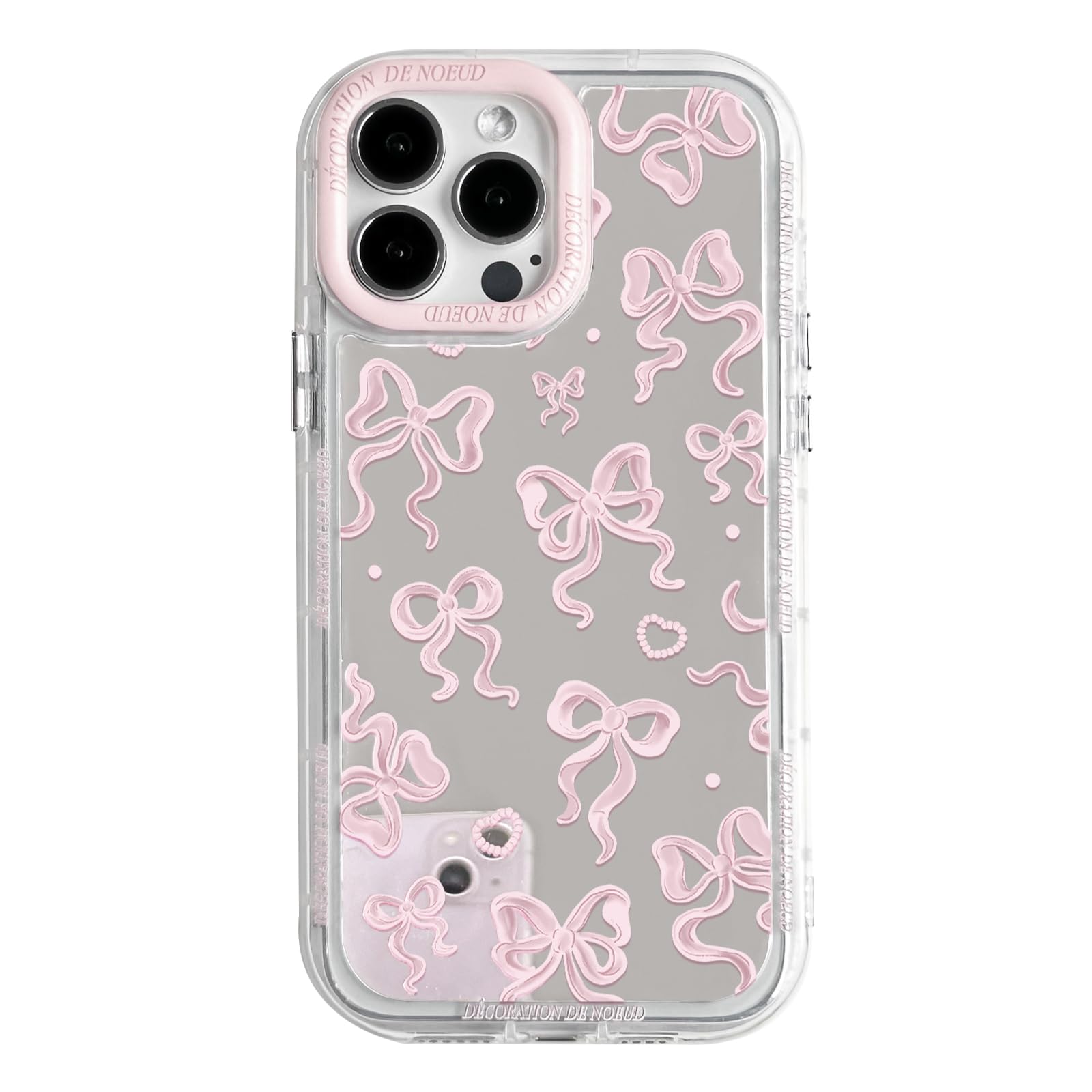 Amazon.com: NITITOP Compatible with iPhone 15 Pro Max Case Cute Mirror Bow Love Heart Pattern ...