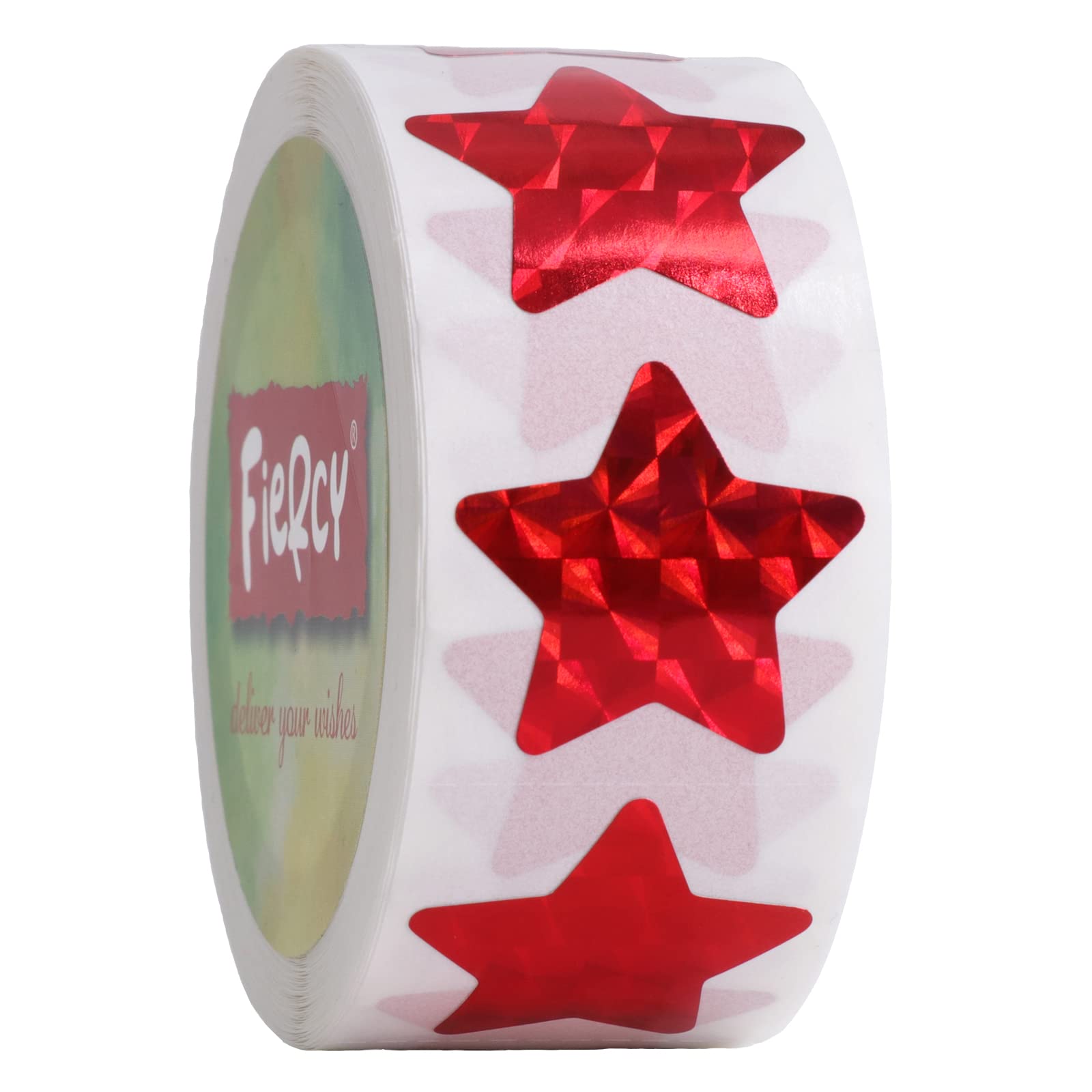 Buy Fiercy 1 inch Red Star Stickers with Glitter Holographic Pattern ...
