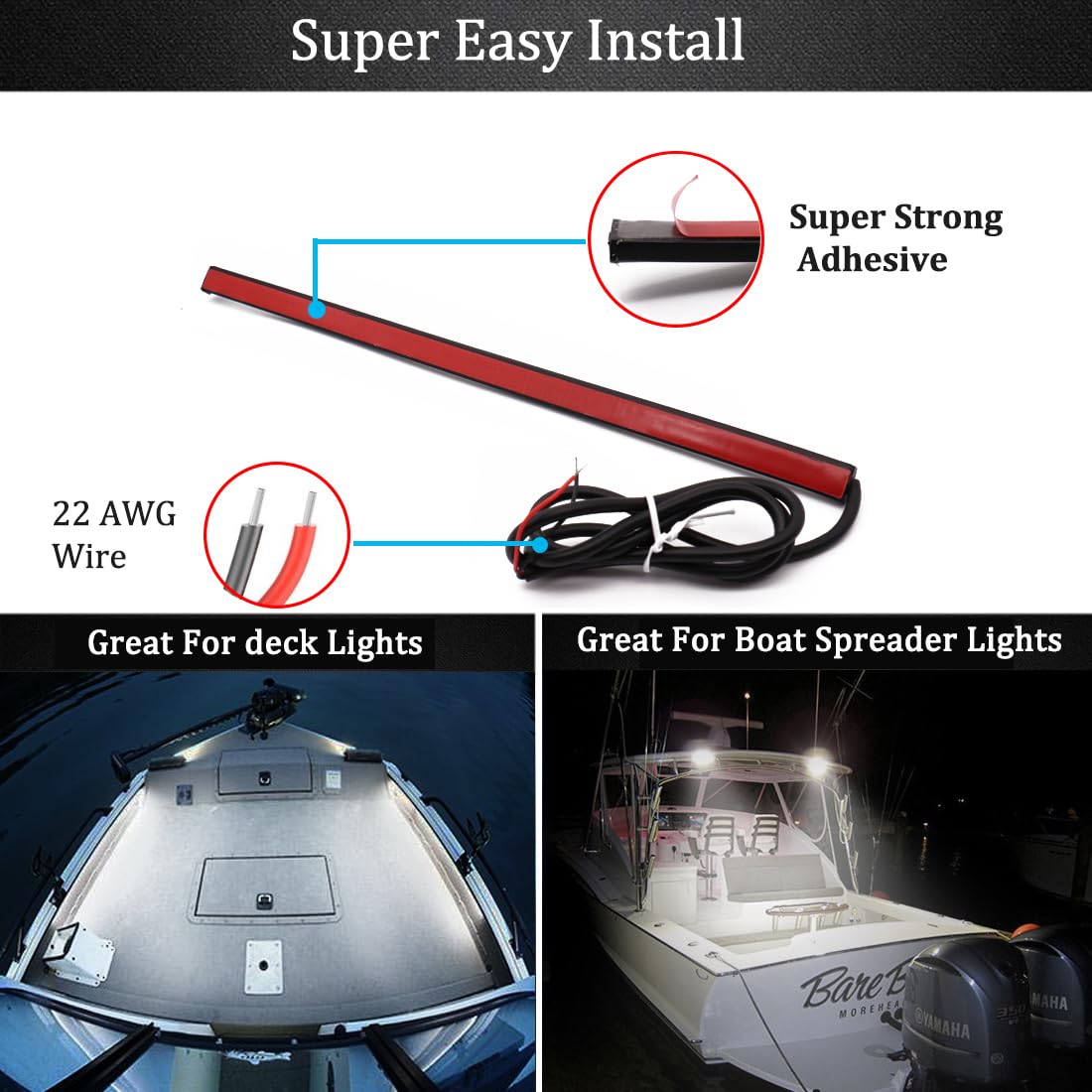Snapklik.com : Boat Lights For Night Fishing, Adhesive Install Boat ...