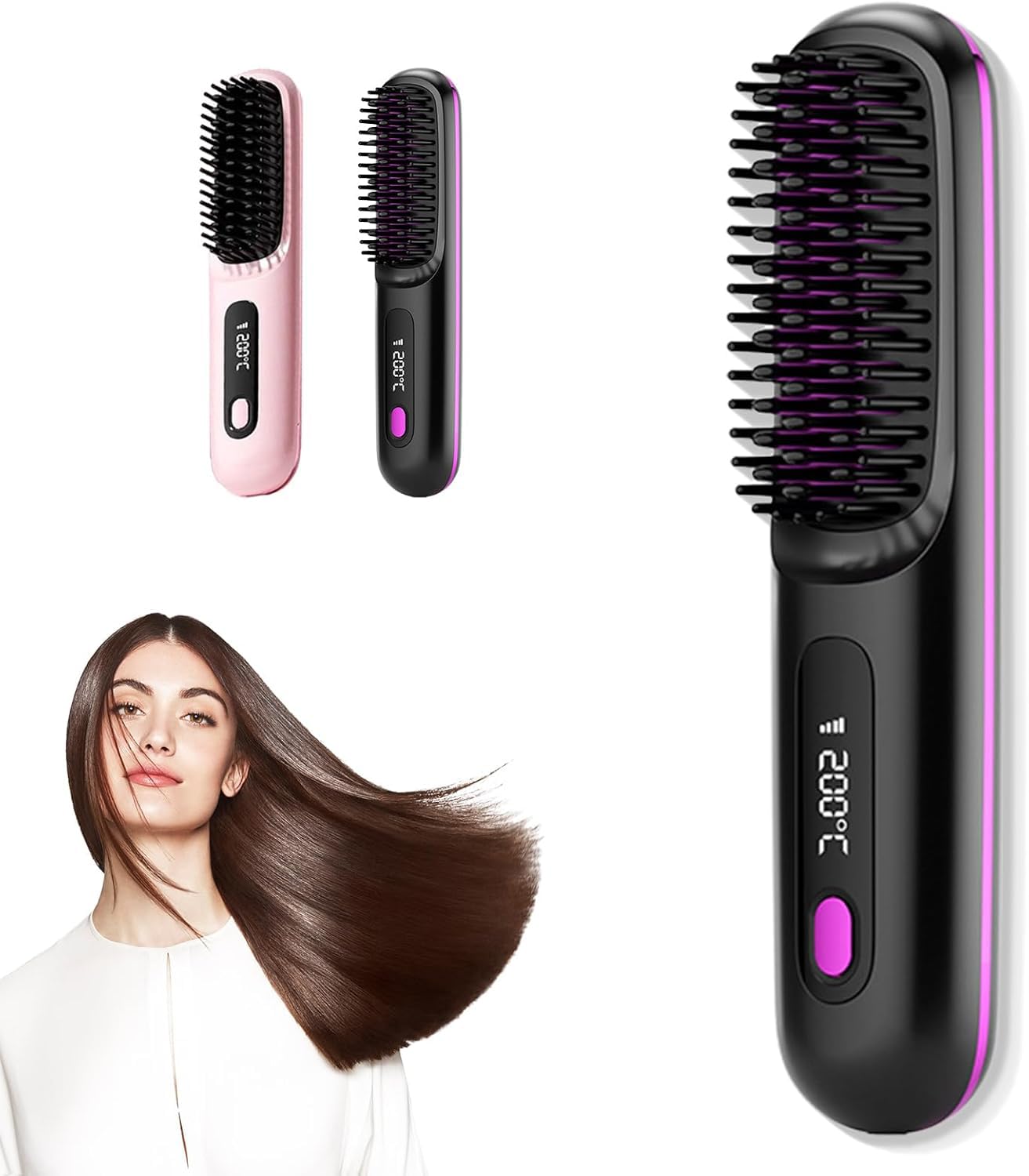 Amazon.com : Portable Straightener Brush - Gobrush Pro, Go Brush Pro Straightener Rechargeable ...