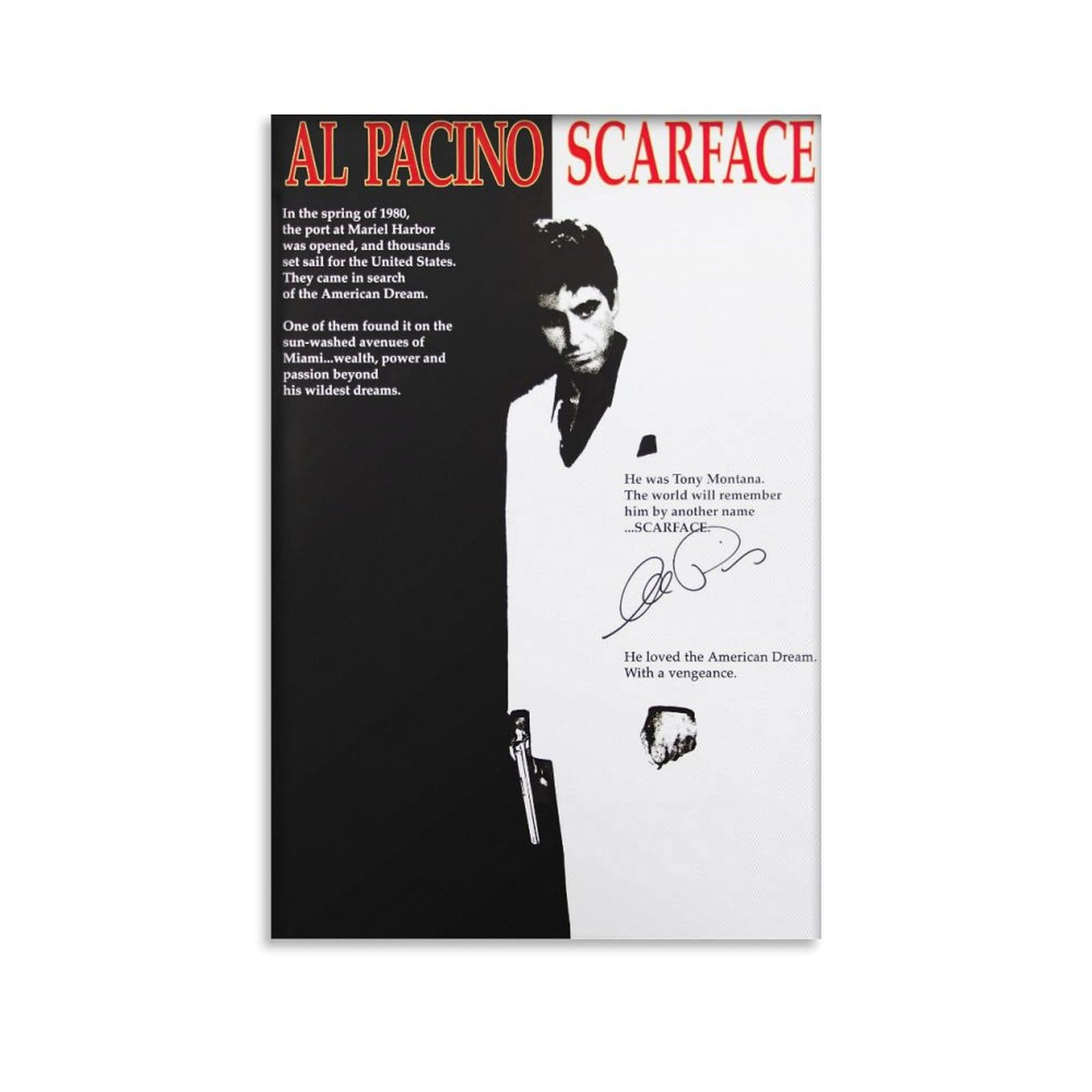Amazon.com: HYUKMG Scarface Movie Al Pacino Black And White Poster ...