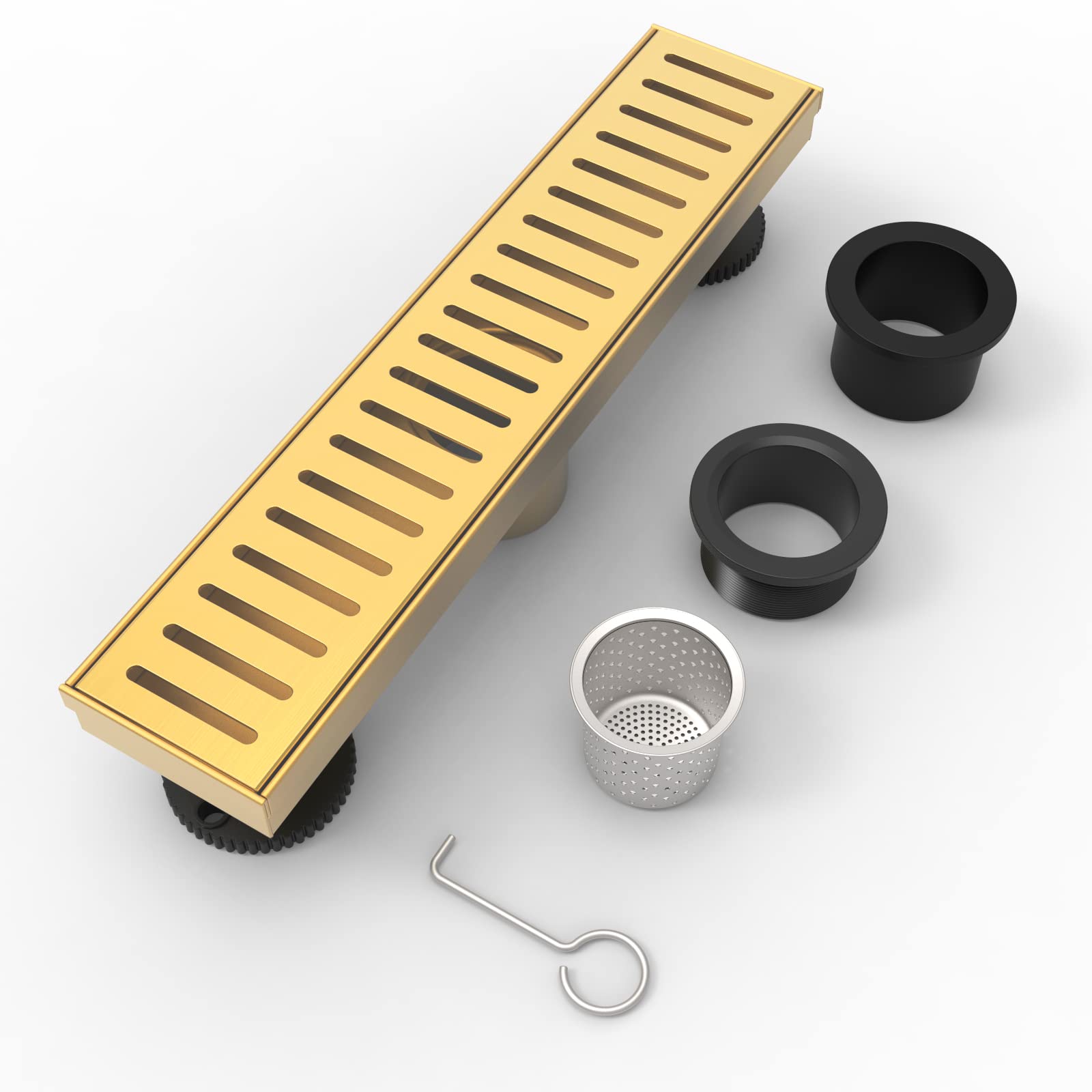 WEBANG 12 Inch Shower Linear Gold Drain Rectangular Floor Drain with ...