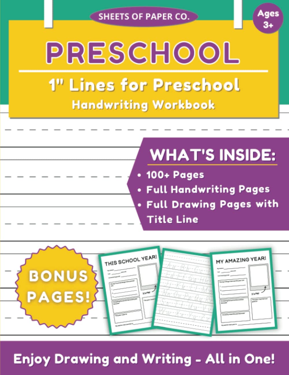Handwriting Practice Book for Kids: 2-in-1 Writing Book, Blank Writing ...