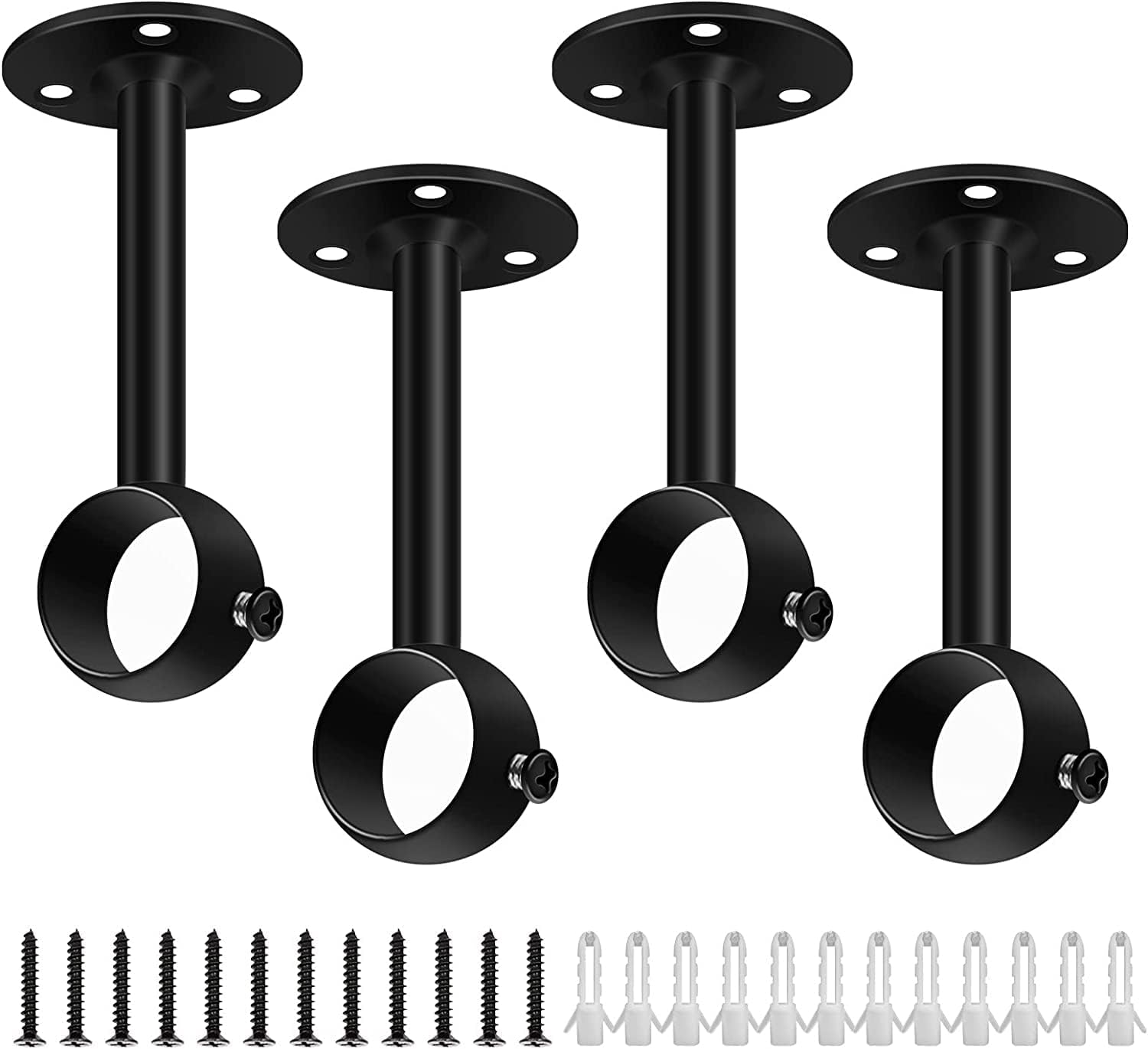 Amazon.com: No Drill Ceiling Curtain Rod Holder Brackets, 6-Pack ...