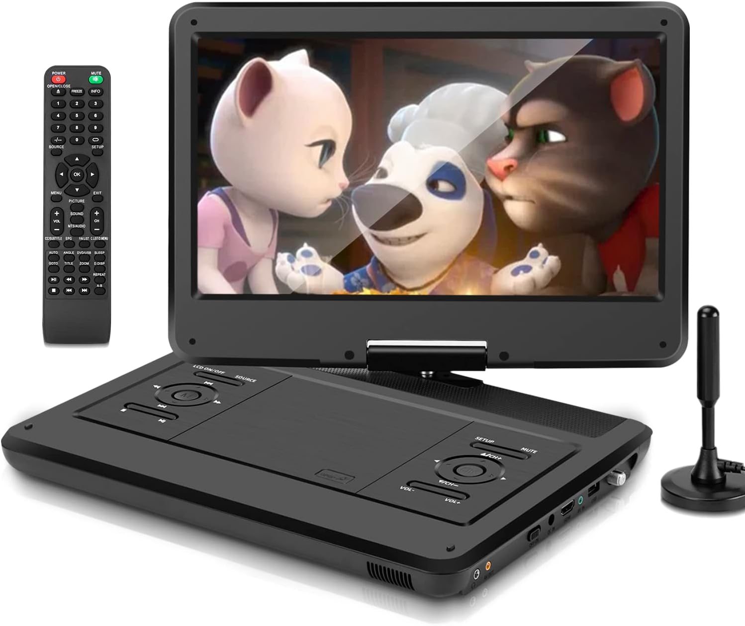 KCR 14.0 inch Portable TV/DVD Player Combo with HD LED Rotating Screen ...