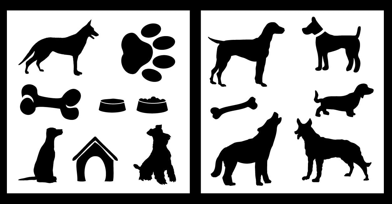 Amazon.com : Auto Vynamics - STENCIL-DOGSET01-10 - Detailed Dogs & Dog ...