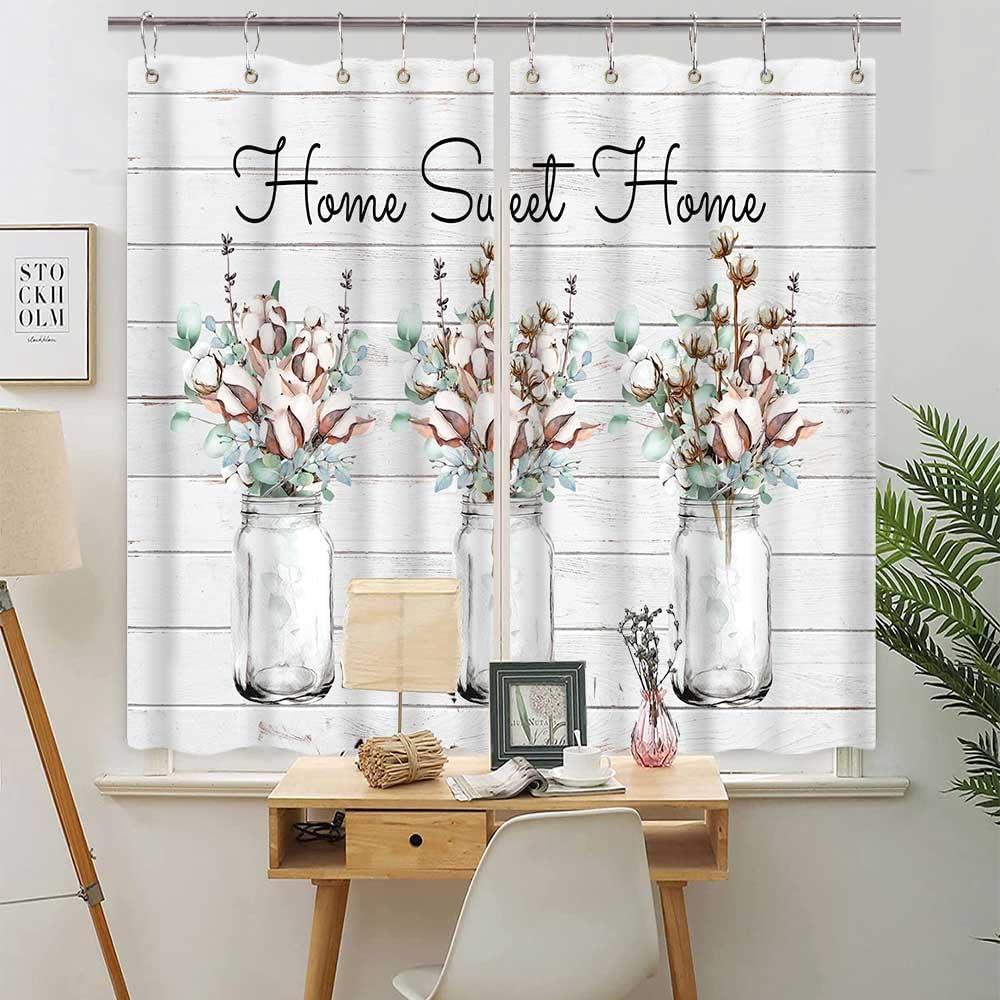 Amazon.com: DYNH Farmhouse Kitchen Curtains, Rustic Floral Kitchen ...