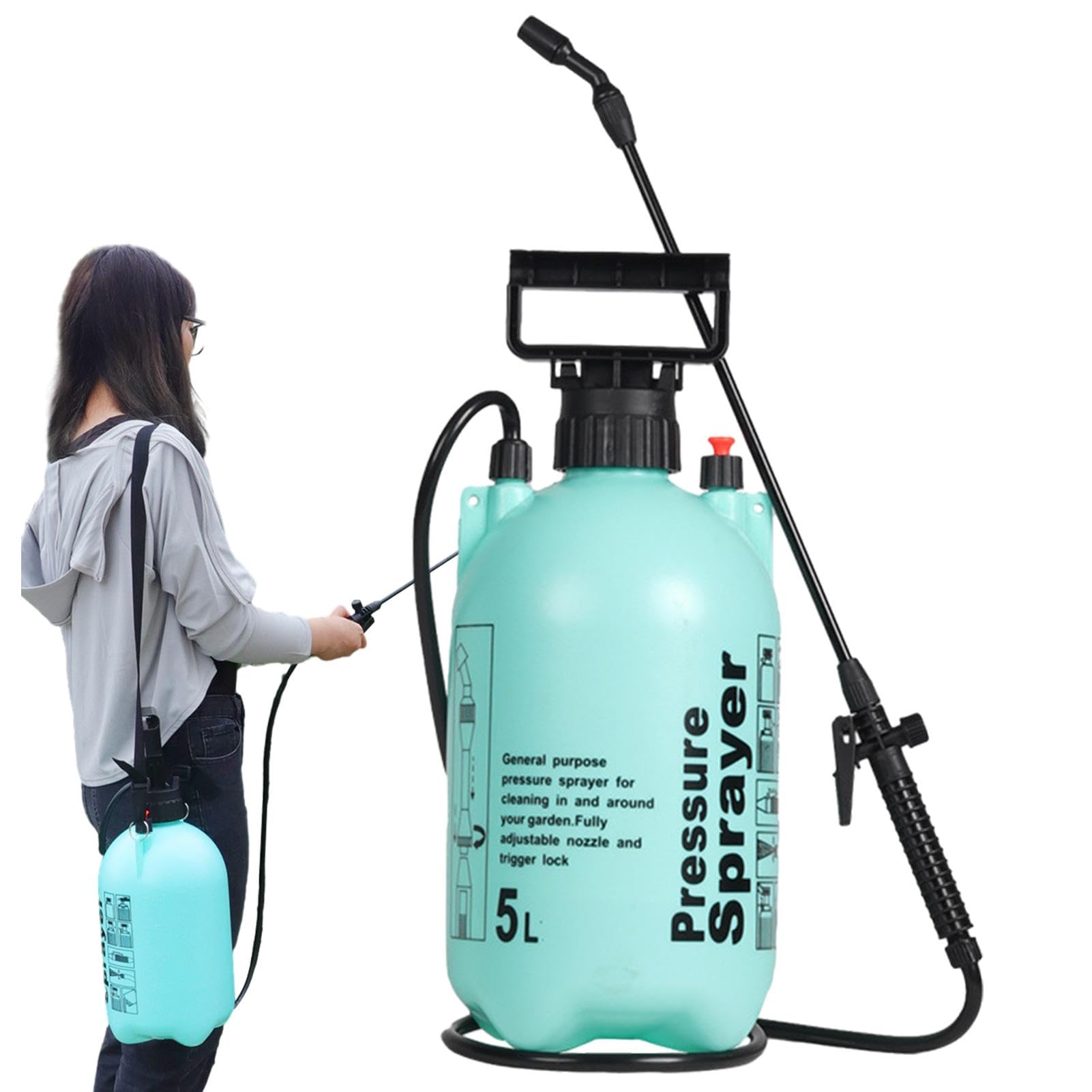 Amazon.co.jp: Evnbhgyu 家庭用肩掛蓄圧式噴霧器手動 5L噴霧器 除草剤噴霧器 蓄圧式噴霧器 プレッシャー式噴霧器 肩掛け式 小型 ベルト付 除草散水器 散水機 園芸水やり ...