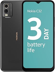 Nokia C32 6.5” HD+ Smartphone with 3GB RAM/64GB ROM, 50MP/8MP Cameras, 5000 mAh 3-day Battery ...