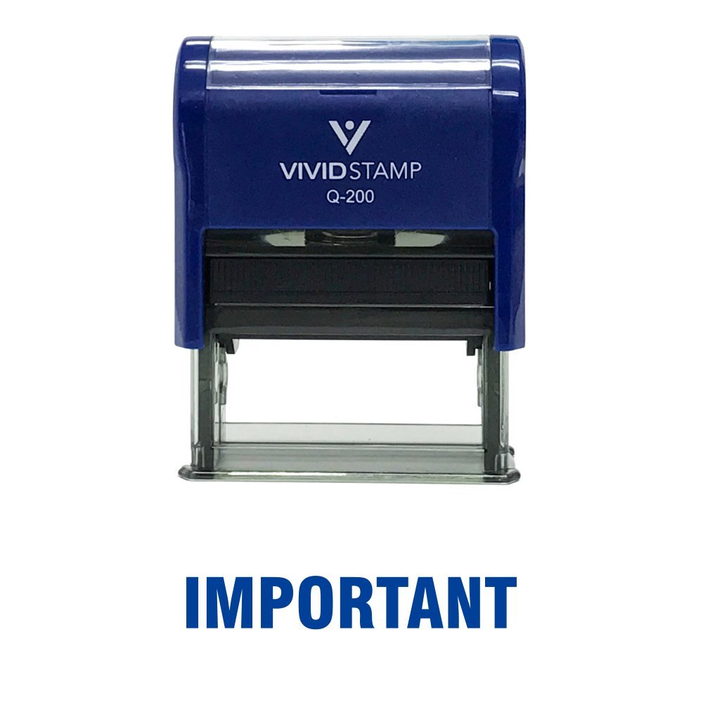 Amazon.com : Important Self Inking Rubber Stamp (Blue Ink) - Medium ...