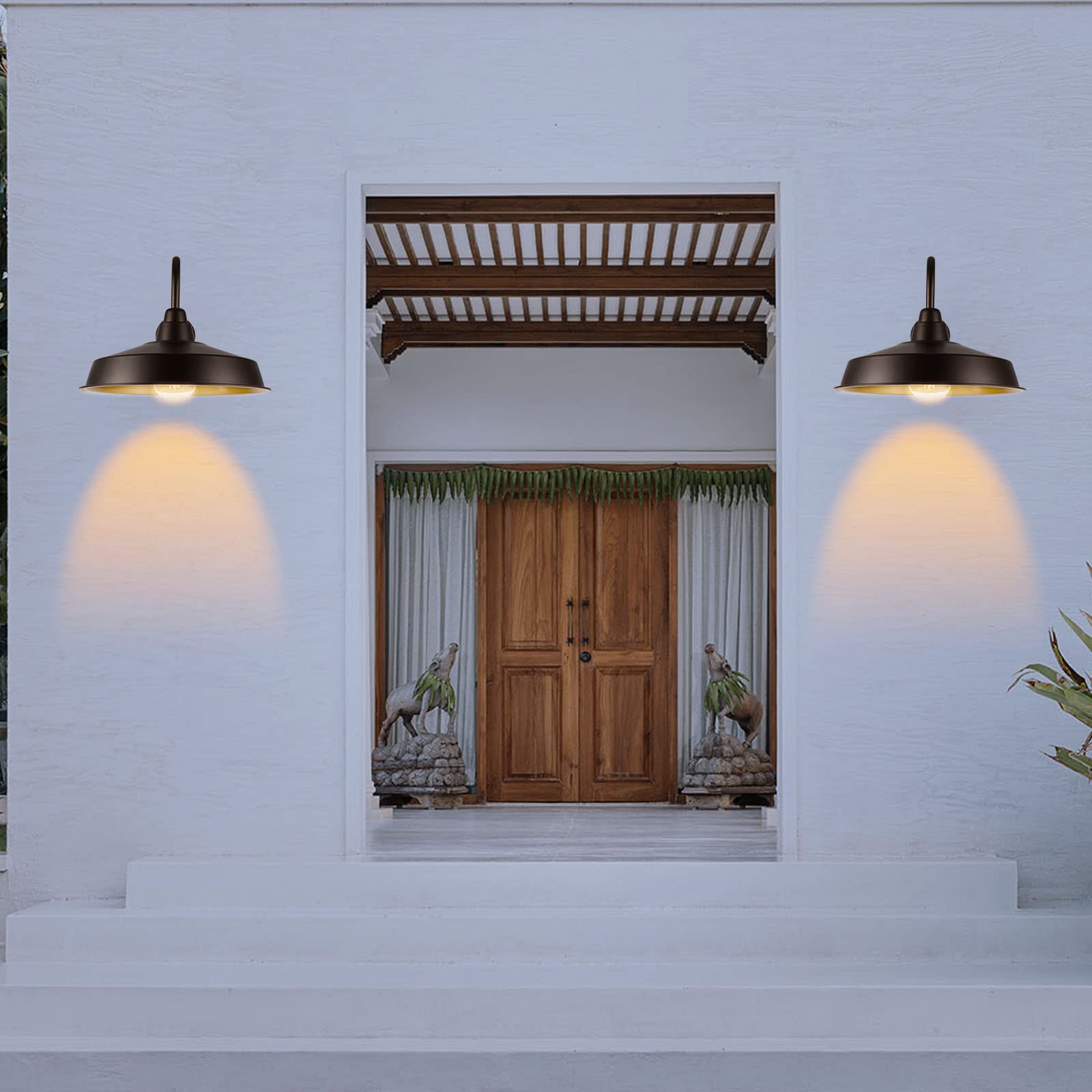 Diyel Gooseneck Barn Light Outdoor, 16 Inch Dome Large Farmhouse ...