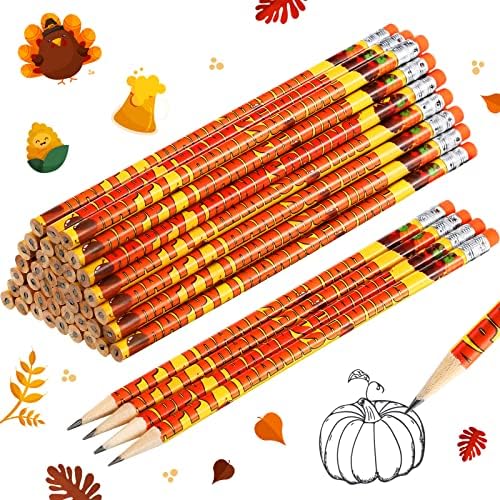 Amazon.com : 100 Pieces Thanksgiving Pencils Bulk Fall Themed Pencils ...
