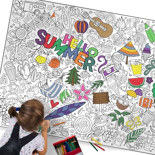 Amazon.com: Large Coloring Poster - Summer Activities for Kids & Adults ...