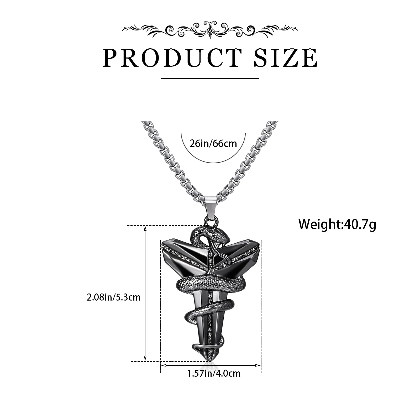 Medsor Mamba Necklace Black Stainless Steel Snake Mamba Pendant Chain ...