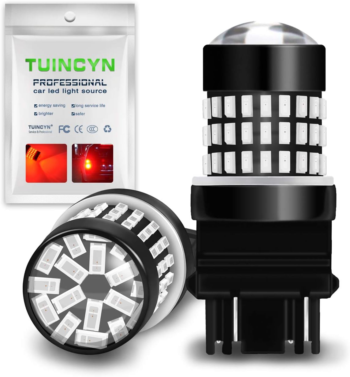 Amazon.com: TUINCYN 3157 3157A LED Bulb Red Super Bright 900 Lumens ...