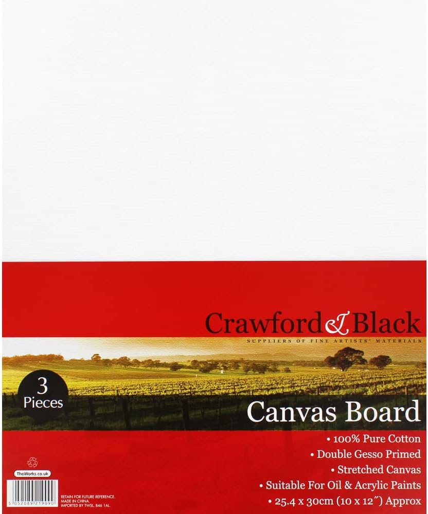 Crawford & Black Flat Canvas Boards 10 x 12 Inches: Pack of 3 : Amazon ...