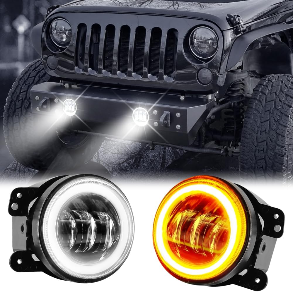 Yanchaofei 4 Inch LED Fog Lights Compatible for 2007-2018 Jeep Wrangler ...