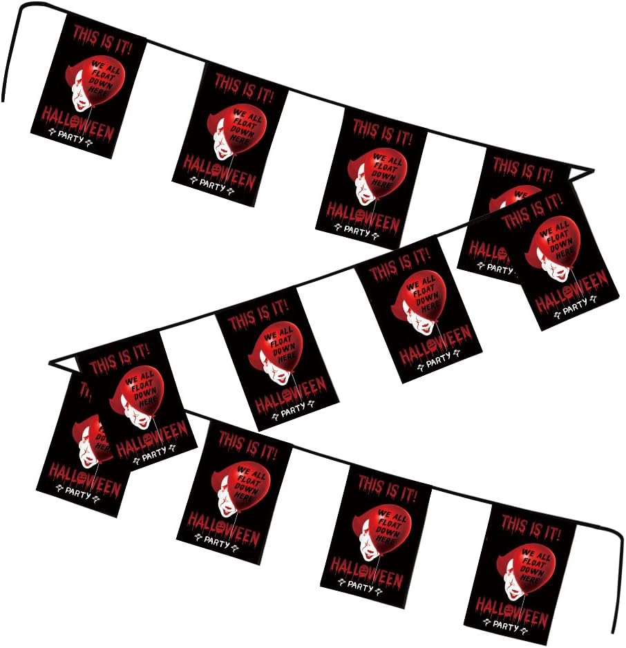 Amazon.com: We All Float Down Here Pennywise String Flags Banner Horror ...