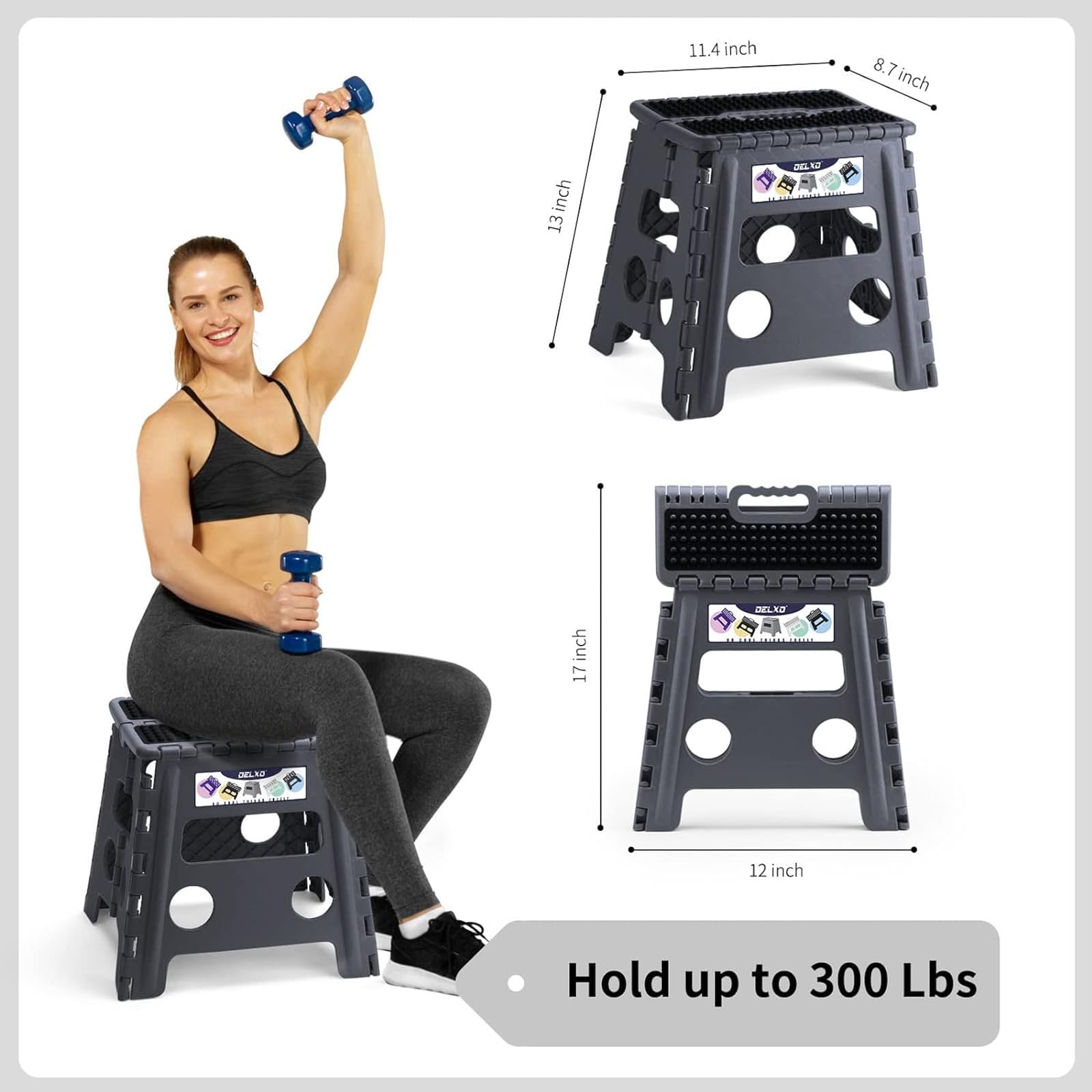 Snapklik.com : Delxo Folding Step Stool 13 Inch Height Heavy Duty ...