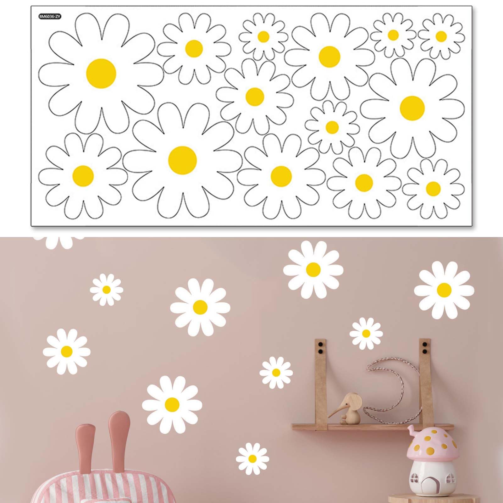 Daisy Wall Decals, Boho Daisy Wall Stickers Floral Wall Decals Daisy ...