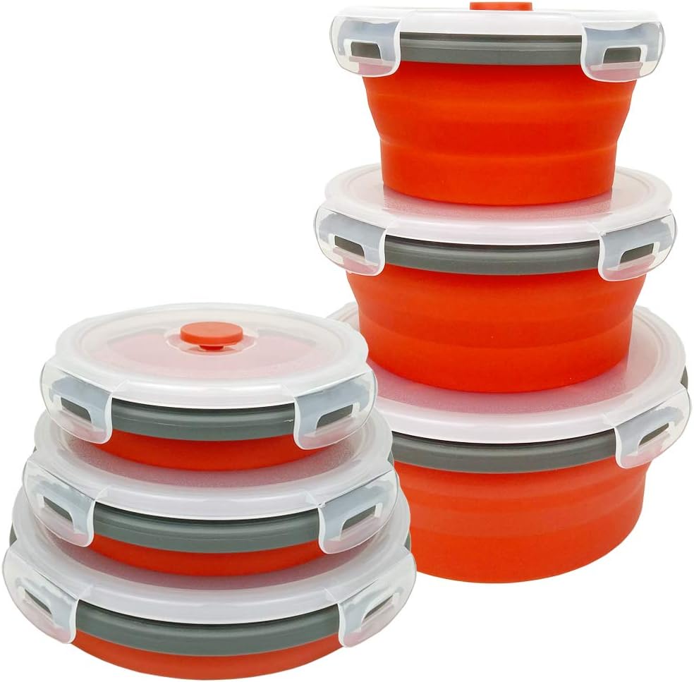 Amazon.com: CARTINTS Red Silicone Collapsible Food Storage Containers ...