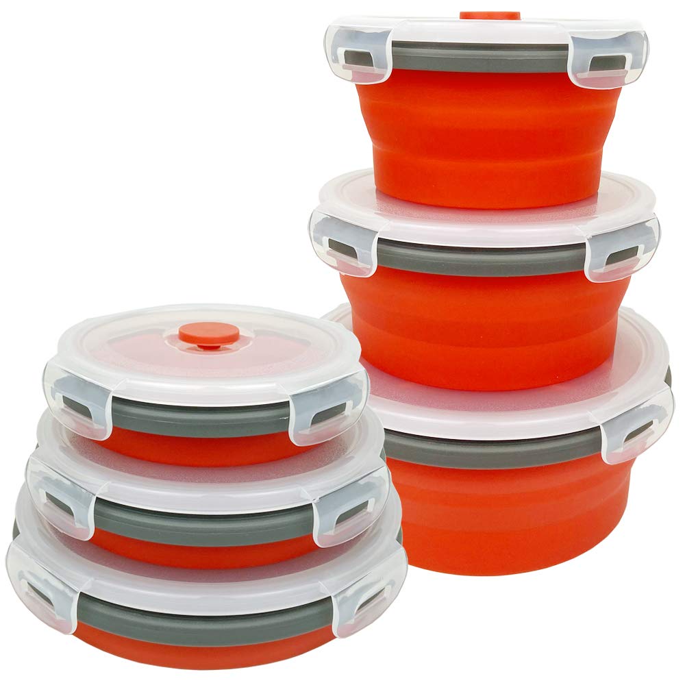 Amazon.com: CARTINTS Red Silicone Collapsible Food Storage Containers ...