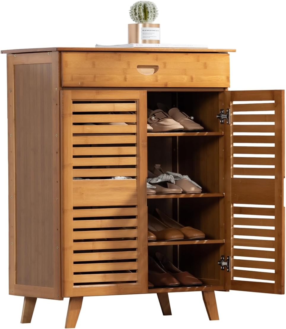 Amazon.com: latifolia Shoe Cabinet, Vintage Shoe Storage Cabinet with 2 ...