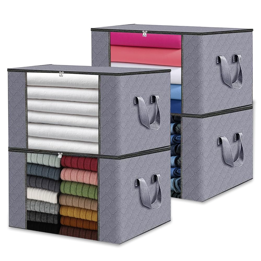 Amazon.com: WOWZILLA Clothes Storage, 4 Pack-90L(24gal) Storage bags ...