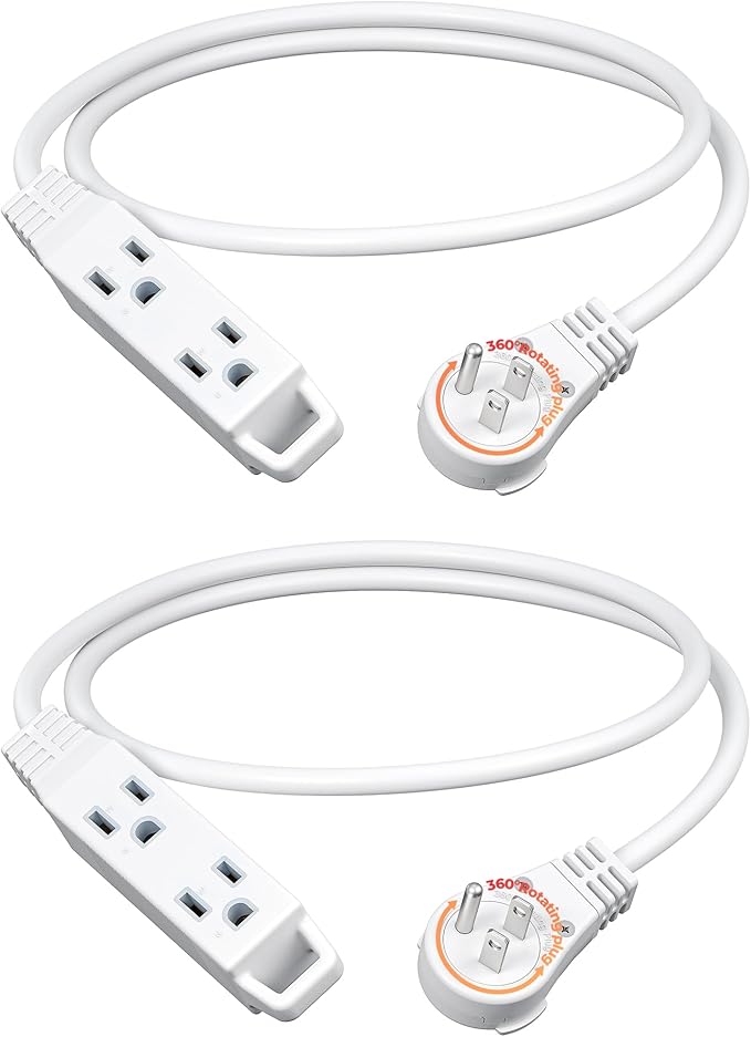 Amazon.com: DEWENWILS 3FT 360° Rotating Flat Plug Extension Cord, 3 ...