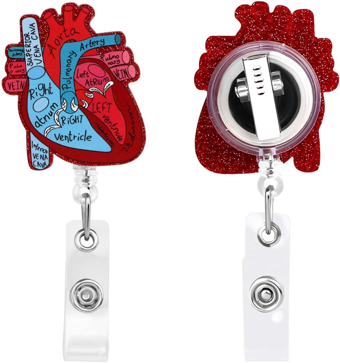 Amazon.com : Heart Cardiac Badge Reel Holder Retractable with ID Clip ...