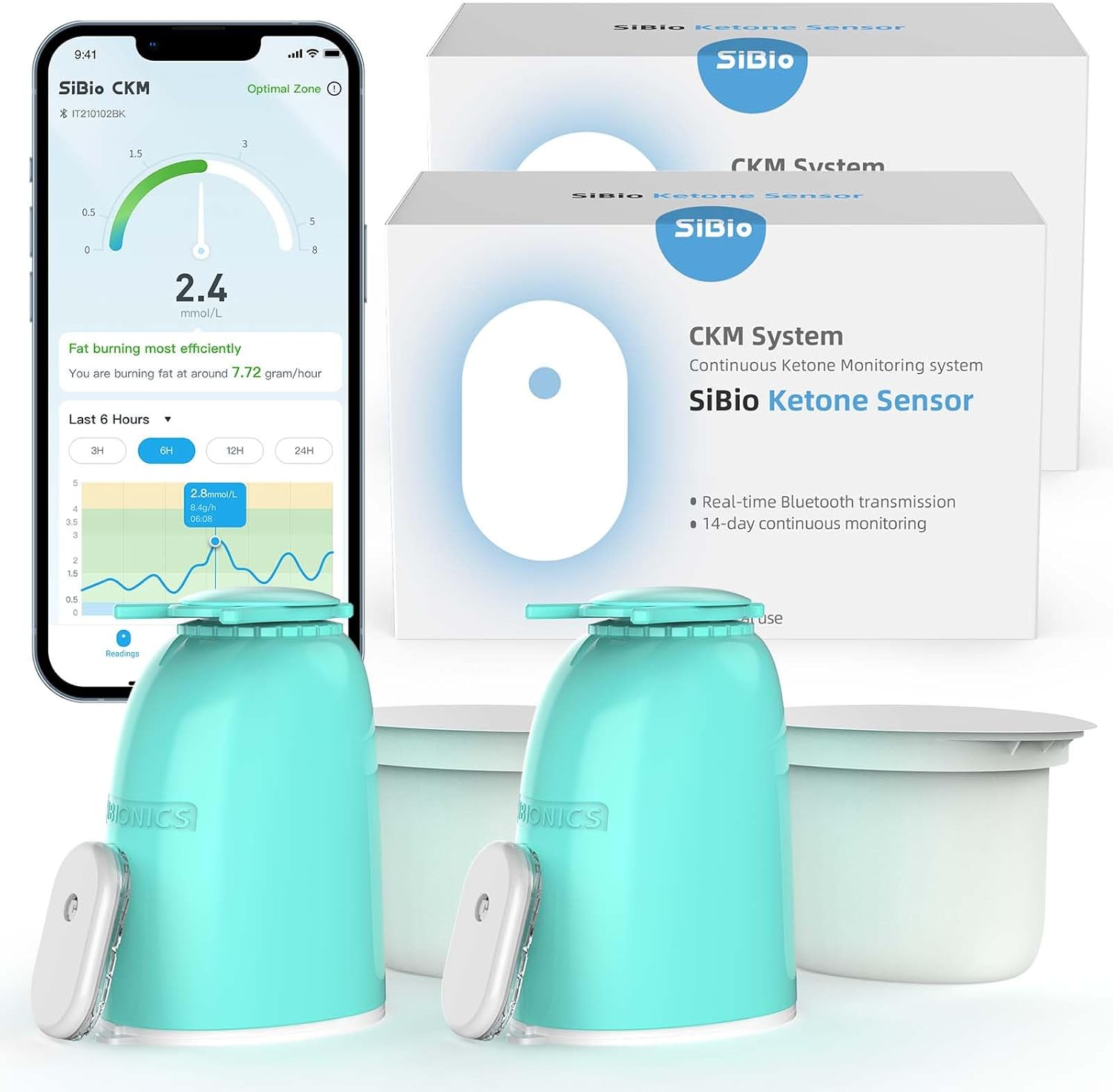 SIBIO 2 Pack KS1 Continuous Ketone Monitor Sensor – TeoMed I Your ...