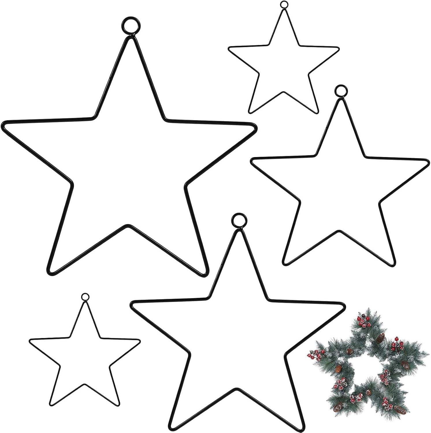 Amazon.com: Emsiok Star Metal Wreath Frame - Black Star Shaped Wire ...