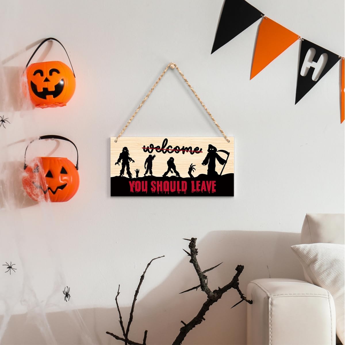 Letrero de bienvenida de Halloween de terror para puerta delantera ...