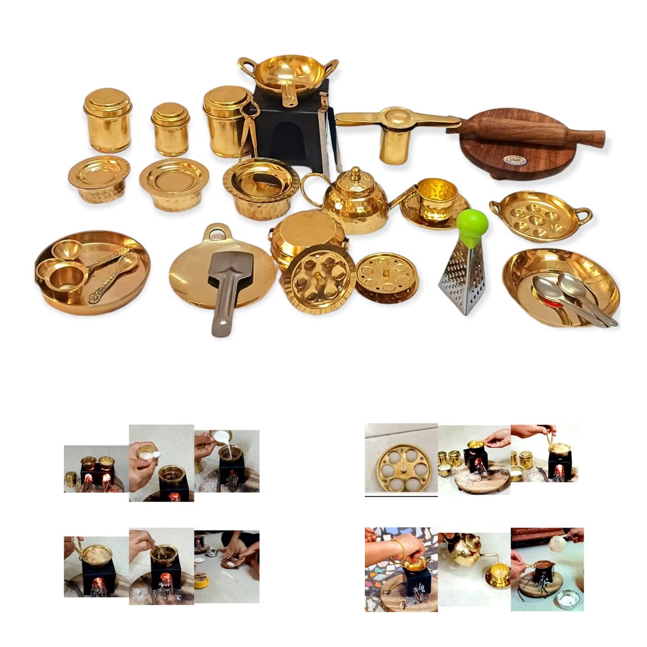 Buy Jagrishti Toys Real cooking Brass Miniature All in one set includes ...